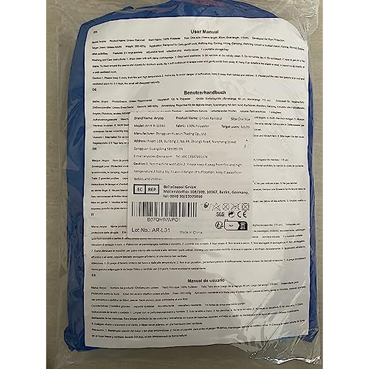 Anyoo Hood Rain Poncho Waterproof Lightweight Raincoat for Men Women Adult with Pocket for Hiking Camping Outdoor Activities