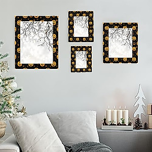 POFATO Pumpkin Bat Halloween 4x6 Picture Frame Wood Photo Frame for Tabletop Display Wall Mount Picture Frame Display 4x 6 Inch Photo Wall Decor Home Gift Frames