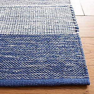 Safavieh Striped Kilim Collection Accent Rug - 4' x 6', Grey & Blue, Flat Weave Cotton Design, Easy Care, Ideal for High Traffic Areas in Entryway, Living Room, Bedroom (STK804M)