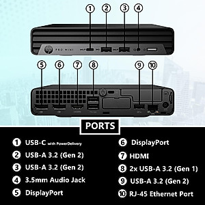 HP Pro Mini 400 G9 Business Desktop Intel 14 Core i5-13600T, (Beats Intel i7-12700T), 16GB RAM, 256GB NVMe, WiFi 6 + BT, RJ-45, 2X DP Port, HDMI, Wired Keyboard & Mouse, Win 11 Pro