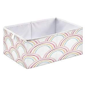 Kigai Pink Rainbow Cube Storage Bins - 11x11x11 In Large Foldable Storage Basket Fabric Storage Baskes Organizer for Toys, Books, Shelves, Closet, Home Decor