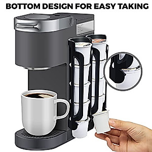 Kedofa K Cup Holder for Keurig- Coffee Pods Holder Side & Wall Mount Hanging- K-cups Pods Organizer, K-pod Storage Stands Rack- Save kitchen Space- Black (2 Rows/for 10 K Cups)