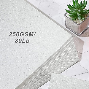QTLCOHD 100 Sheets Glitter Cardstock Paper 12x12 Inch Silver Glitter Card Stock White Glitter Cardstock for Scrapbooking Graduation Party Crafts Decorations Weddings (250GSM/80Lb)