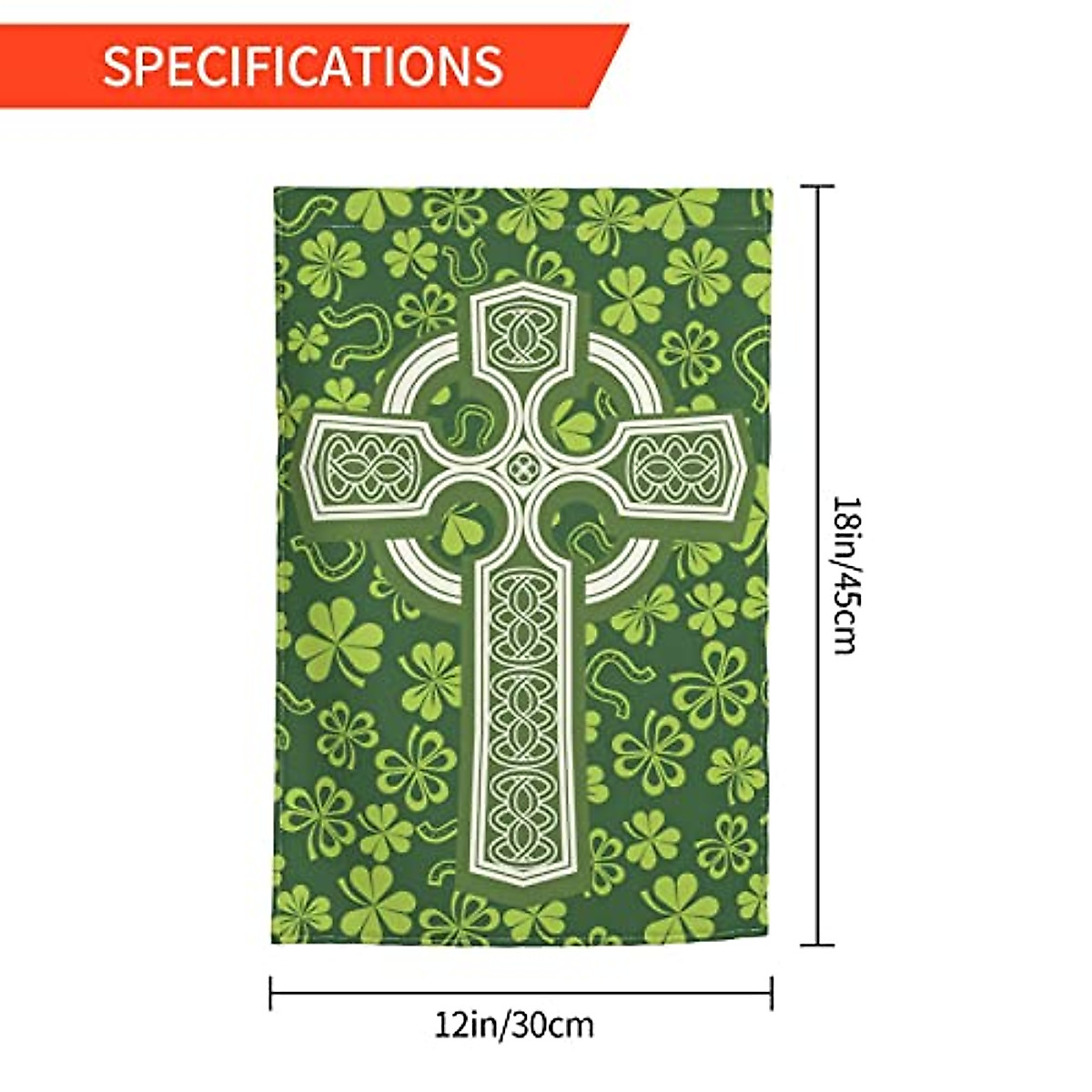 Celtic Cross Happy St. Patrick's Day Garden Flag 12 x 18 Inches Double Sided Banner Funny Yard Flags for Room Rustic Farmland Lawn House Festival Birthday Anniversary