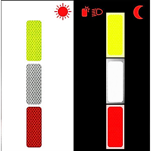 KOOUMOS 30pcs Reflective Decals Reflective Stickers Safety Warning Sticker Tapes Waterproofsp High Intensity Night Visibility Adhesive for Helmets Motorbike 1.18 x 3.25 Inch(3x8cm)