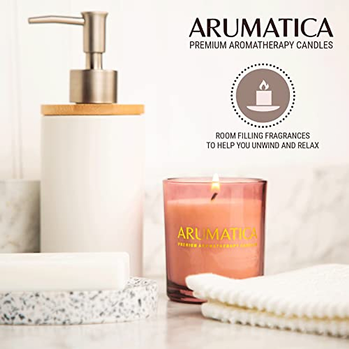 ARUMATICA Premium Aromatherapy Candles - Scented Candle Gift Set for Women - Aroma Fragrant Meditation Candles for Stress Relief, Comfort, & Relaxation - Self Care Gifts for Women (4 Packs, 20 oz)