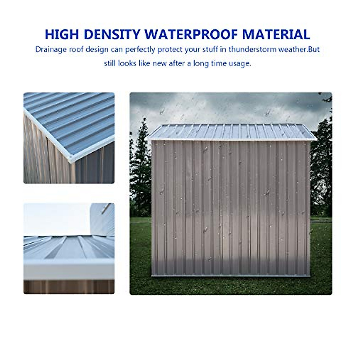 BAHOM Metal Outdoor Storage Shed 6X3.5 FT, Tool Shed Storage House with Sliding Door, Garden Tools Organizer with Vent, for Bike, Garbage Station, Utility, Lawn Backyard, Patio, Two Packages