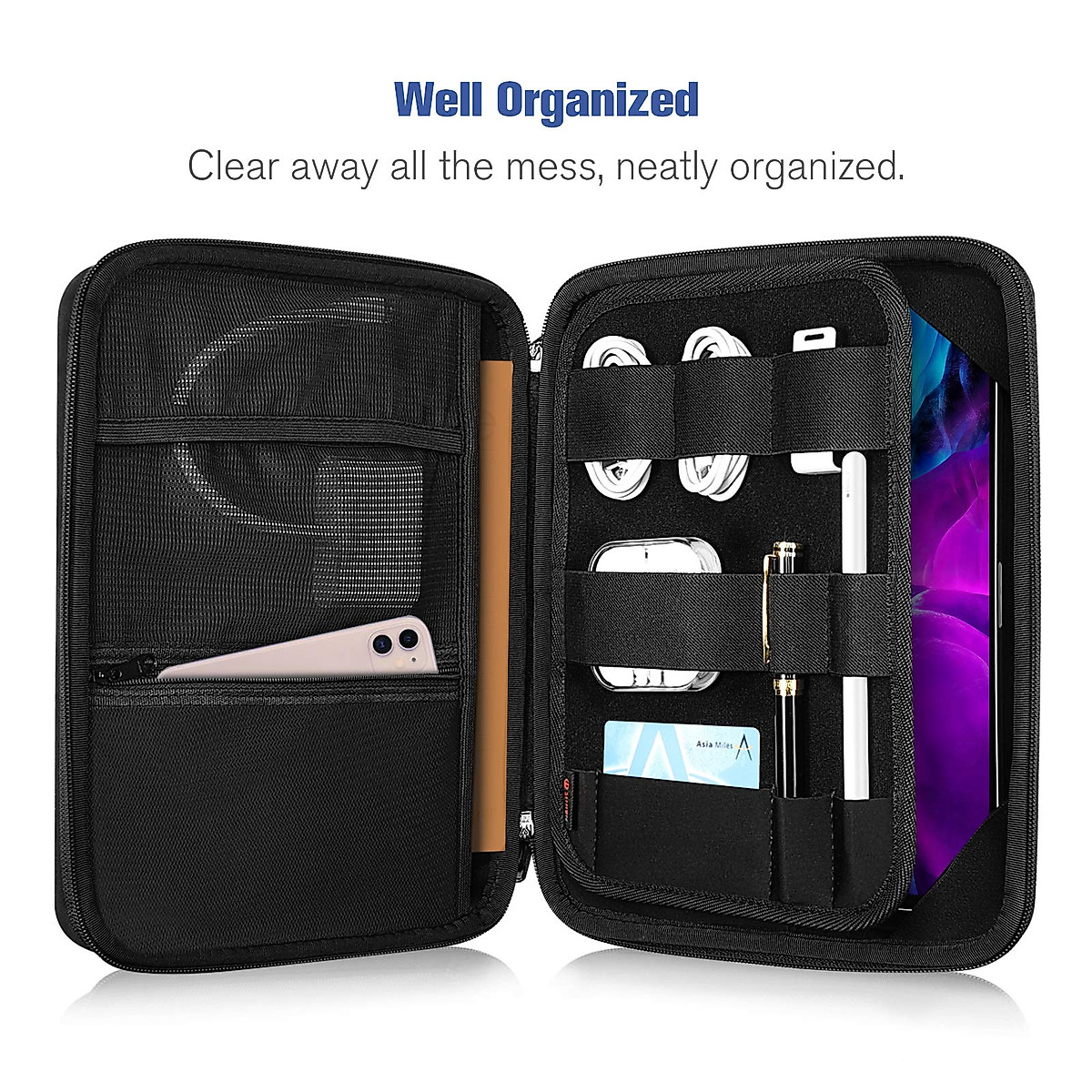 SITHON 11 Inch Portfolio Sleeve Case for 11-inch iPad Pro M4 & iPad Air M2 2024, 11-inch iPad Pro M2, 10.9"/10.2" iPad 10/9th Gen, 10.9" iPad Air 5/4th, Shock Absorption Tablet Carrying Organizer