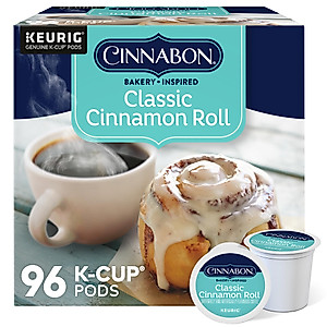 Cinnabon Classic Cinnamon Roll, Single-Serve Keurig K-Cup Pods, Flavored Coffee, 24 Count (Pack of 4)