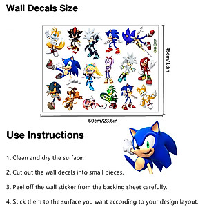 Sonic Wall Sticker Children's Cartoon Bedroom Background Wall Decoration Self-Adhesive Wall Sticker PVC