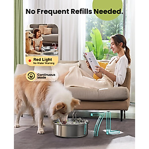 oneisall Dog Water Fountain for Large Dogs,7L/230oz/1.8G Stainless Steel Dog Fountain Super Quiet with Triple Filtration,Great for Large Dogs Cats and Multi-Pet Home