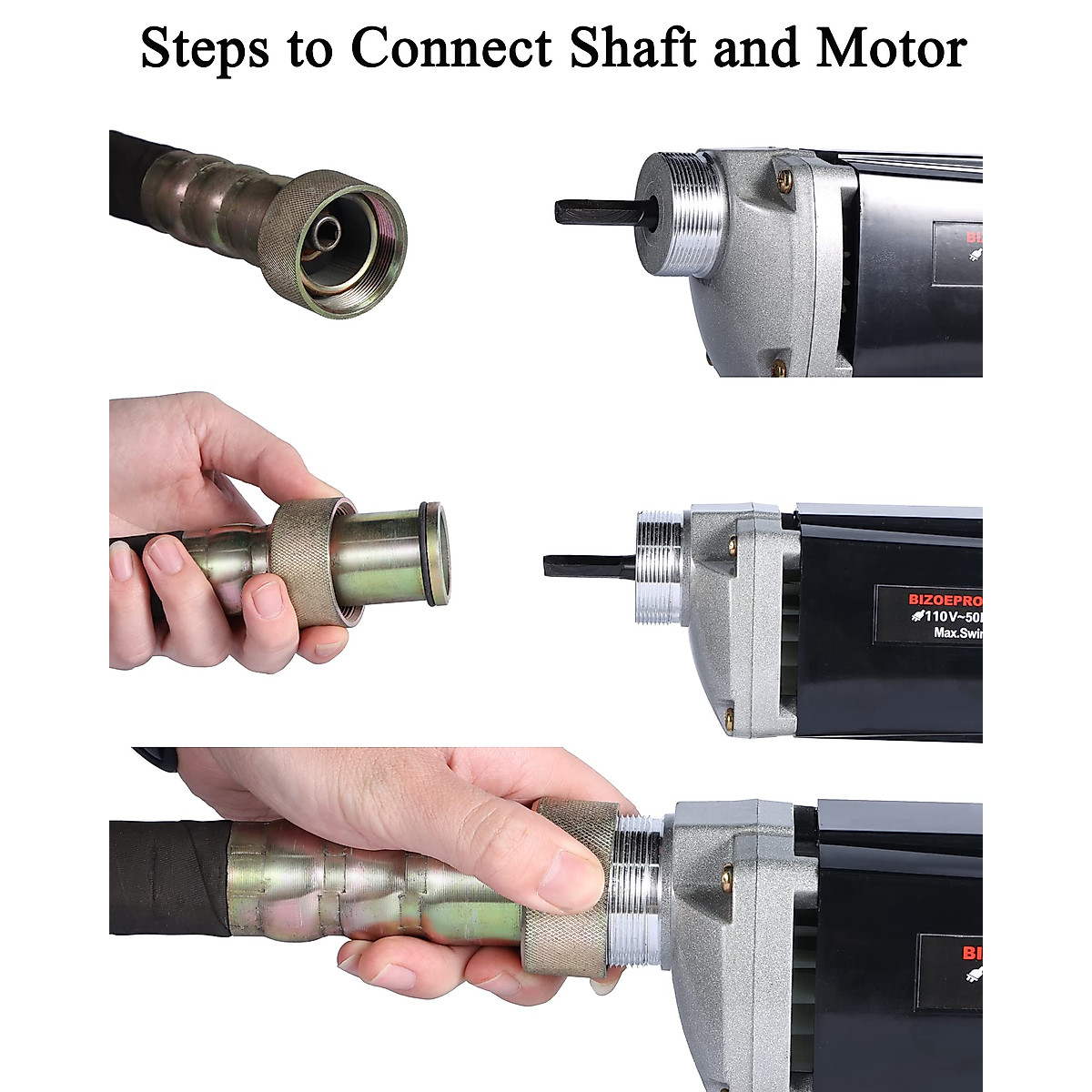 BIZOEPRO Hand Held Power Concrete Vibrator 1500W 13000rpm With 2.5M(8-1/5feet) Shaft Rod Electric Concrete Vibrabrater Portable Construction Pencil Vibrator