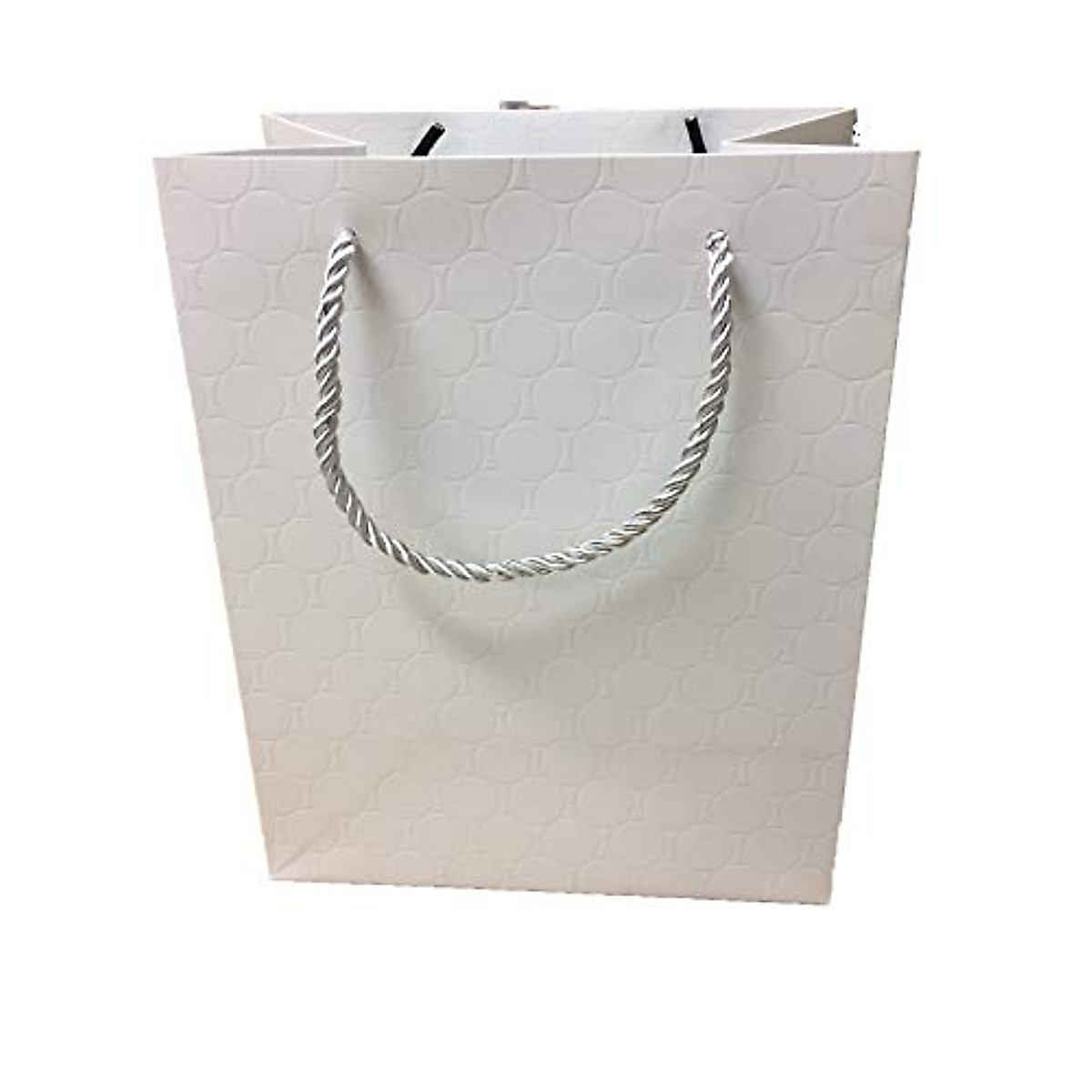 MODEENI White Gift Bags with Handles Medium Size 8x10 Wedding Bags with Silver Handles 12 Bags Pure White Paper Shopping Bags 8x5x10