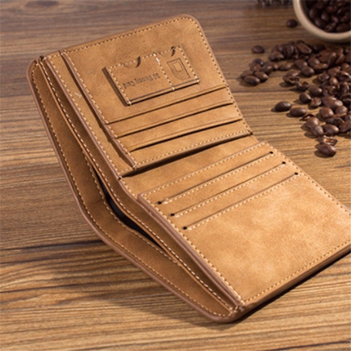 Iumer Men's Wallet Slim PU Rfid Blocking Simple Design Bifold Side Flip Front Pocket Wallets,Brown