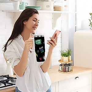 RPLIFE Abstract Gamepads Pattern Tumbler, Stainless Steel Coffee Mug, Insulated Tumbler, Tumblers for Women