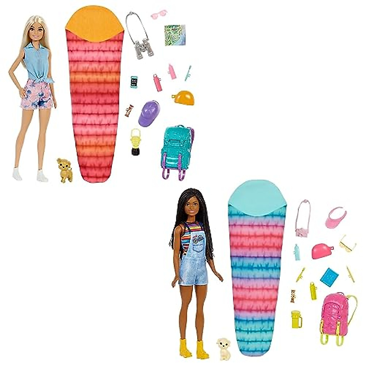Barbie It Takes Two Doll & Accessories, Brooklyn Camping Playset with Doll, Pet Puppy & 10+ Accessories Including Sleeping Bag
