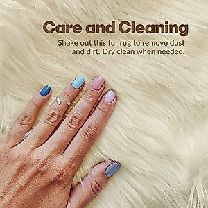 Natural Milan Genuine Sheepskin Area Rugs with Thick and Lush Pile, Fluffy Sheep Fur Rug with Anti-Skid Backing for Bedroom Living Room, Single Pelt, Morchella