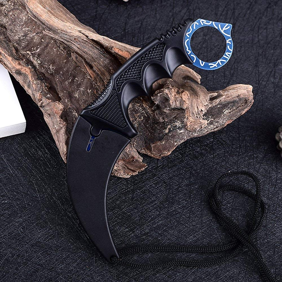 Karambit Knife Set of 2, Stainless Steel Fixed Blade Tactical Knife with Sheath and Cord Knife CS-GO for Hunting, Camping, Self Defenses and Field Survival