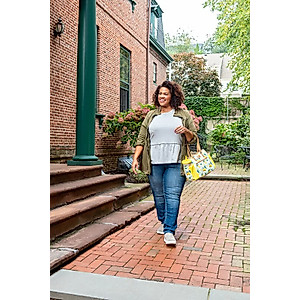 Fit & Fresh Copley Adult Insulated Lunch Bag with Side Pouches & Carry Handles, Complete Lunch Kit Includes Matching Tumbler & Salad Kit, Lemons