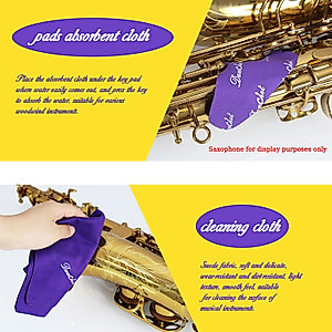 Saxophone Cleaning Kit, Alto Saxophone Maintenance Cleaning Kit with Key Oil, Cork Grease, Cotton Swabs, Cleaning Cloth, Thumb Rest, Mouthpiece Brush, Etc.