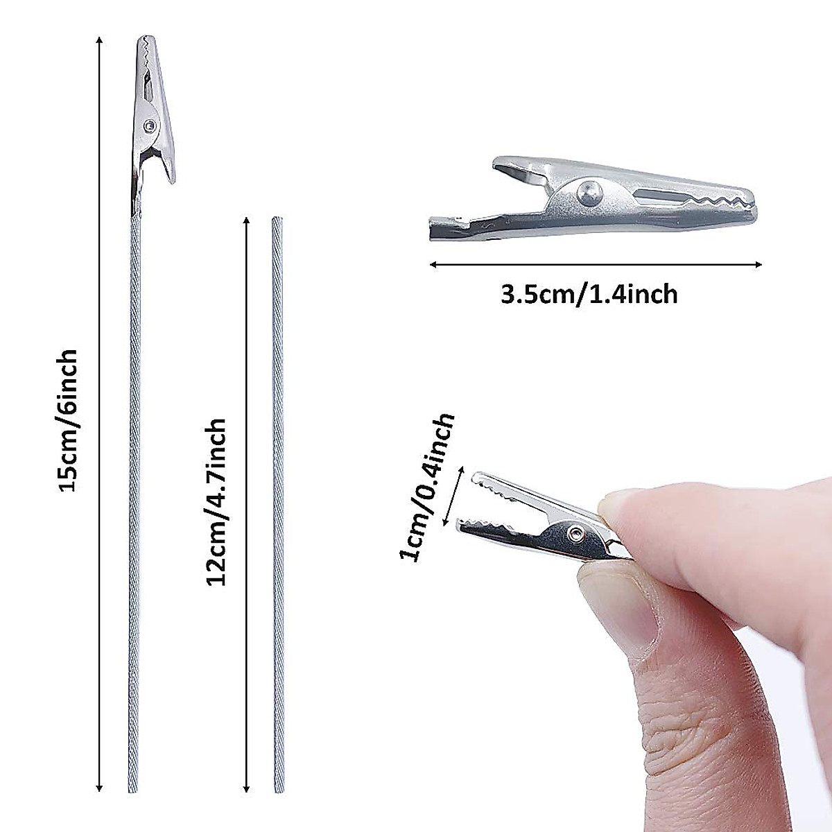 50PCS Metal Wire Alligator Clamp Long-Tailed Alligator Clip Clasp Place Card Holder Table Number Holder for DIY Card Note Photo Picture Menu Memo Clip Party Wedding Clay & Cake Decor (6inch/150mm)