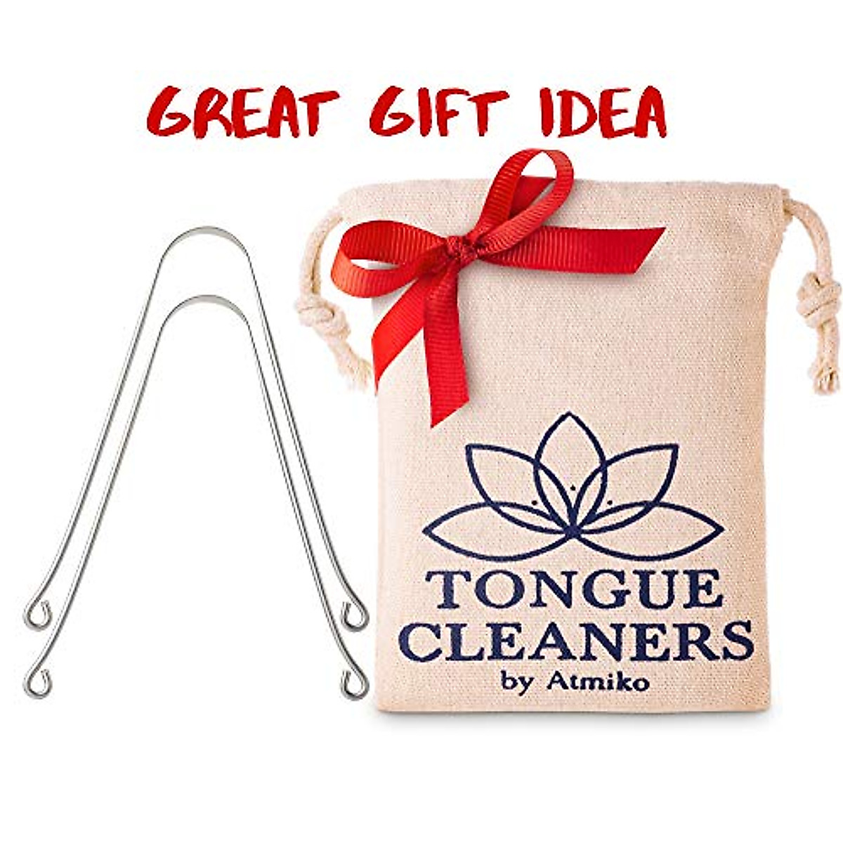 Tongue Scraper Cleaner (2 Pack) Medical Surgical Grade Stainless Steel Metal Tongue Brush Dental Kit Eliminate Bad Breath with Tongue Sweeper Ayurvedic for Daily Oral Dental Hygiene Fresh Breath