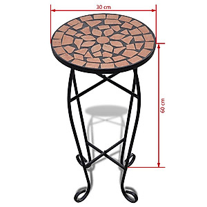 Keketa Mosaic Side Table Plant Table Terracotta for Patio,Bistro,Bar