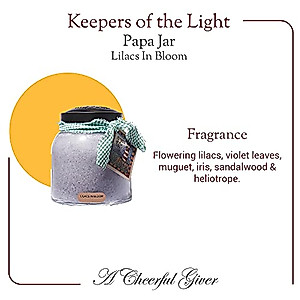A Cheerful Giver — Lilacs In Bloom - 34oz Papa Scented Candle Jar with Lid - Keepers of the Light - 155 Hours of Burn Time, Gift Candle, Violet