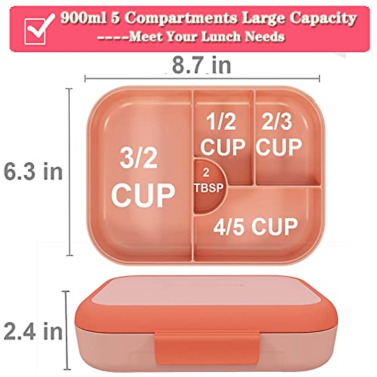 Lunch Box Kids，Bento Box Adult Lunch Box Kid, Ponydash Lunch Containers for Kids with Ice Pack / 5 Compartments / Insulated Soft-Sided Lunchbag- Keeping Cool for 4-5 Hours, for Kids / Adult / Men