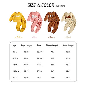 HIGHUZZA 12-18 month girl clothes baby girl clothes toddler girl clothes newborn infant babies fall outfits winter girls sweatshirt baby girls' clothing baby pant set 2 pcs Khaki