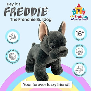Freddie The Frenchie Plush Toy - 16-Inch Soft Stuffed Animal - Adorable Cuddle Buddy for Kids Aged 3 and Up - Ideal Gift for Dog Lovers and Imaginative Play