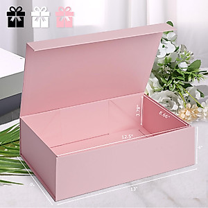 VGOODALL Pink Gift Box, 13x9x4 Inch Large Magnetic Closure gift boxes with Lid, Collapsible Gift Box with Ribbon for Bridesmaid Proposal, Birthdays, Anniversary