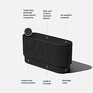 Veradek Demi Series Long Planter for Porch, Patio, Backyard | Durable Plastic-Concrete Material | Modern Décor for Shrubs, Flowers