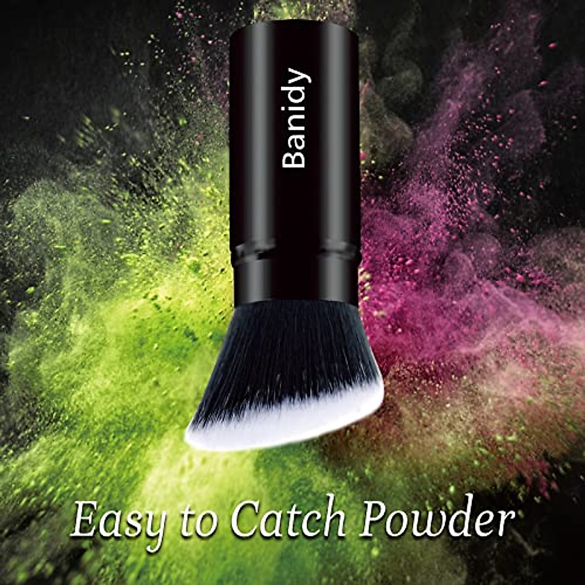 Makeup Brush Kabuki Brushes Retractable Banidy Travel Face Blush Brush Kabuki Brush Portable Powder Brush Foundation Brush with Cover for Powder Blush, Bronzer, Buffing, Flawless Powder Cosmetics