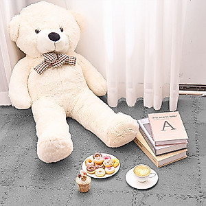 Nuanchu 50 Pcs Plush Foam Interlocking Floor Mat Climbing Area Rugs 11.81 x 11.81 Inch Square Soft Fluffy Tiles with Border Play Mat Flooring Tiles for Home Playroom Decoration (Gray)