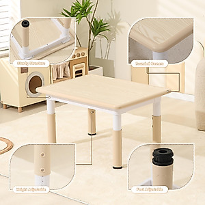 SINKIPA Kids Table and 2 Chairs Set, Height Adjustable Toddler Table and Chairs, Graffiti Desktop Kids Study Table with Anti-Slip Foot Covers, Children Activity Table for Ages 2-10