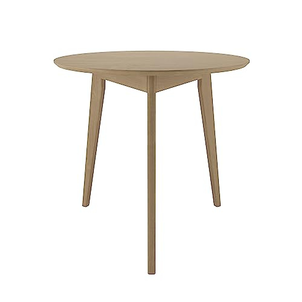 DAIVA CASA Orion Light 31 inch 3 Legs Round Table for 3 Person - Birch Solid Wood Kitchen & Dining Room Furniture - Mid Century Modern Scandinavian Style – Brown Table for Small Space