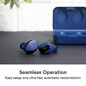 MEE audio X10 Truly Wireless in-Ear Headphones with Ergonomic Design, IPX5 Sweat Resistance, and 4.5 Hours Battery Life (23 Hours with Included Compact Charging case) (Blue)