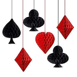 Casino Party Decoration,Poker Party Decoration,Honeycomb Paper Garland for Casino Las Vegas Themed Birthday Party,Game Night Party Ceiling Hangings Cards Bingo Poker Card Party (4)