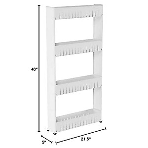 Mobile Shelving Unit Organizer with 4 Large Storage Baskets, Slim Slide Out Pantry Storage Rack for Narrow Spaces by Everyday Home