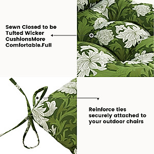 ARTPLANT Outdoor Seat Cushion Pads,Set of 2,19"x19"x4",Square Tufted Outdoor Wicker Dining Chair Cushions for Patio Furniture with Ties,Floral