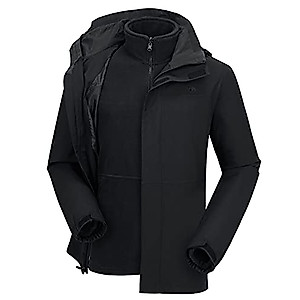 CAMELSPORTS Men’s Waterproof Ski Jacket Warm Winter Mountain Snow Coat 3 in 1 Windproof Hooded Raincoat