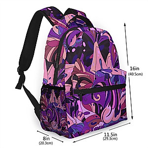 AMRANDOM Casual Bookbag Double Backpack SchoolBag Laptop Outdoor Bookbag for Teens (Mushroom And Butterfly)
