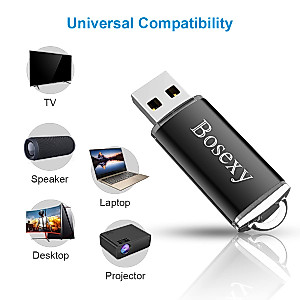 USB Flash Drive 4GB Bosexy Thumb Drives 10 Pack USB 2.0 Memory Stick Bulk with Led Indicator Black