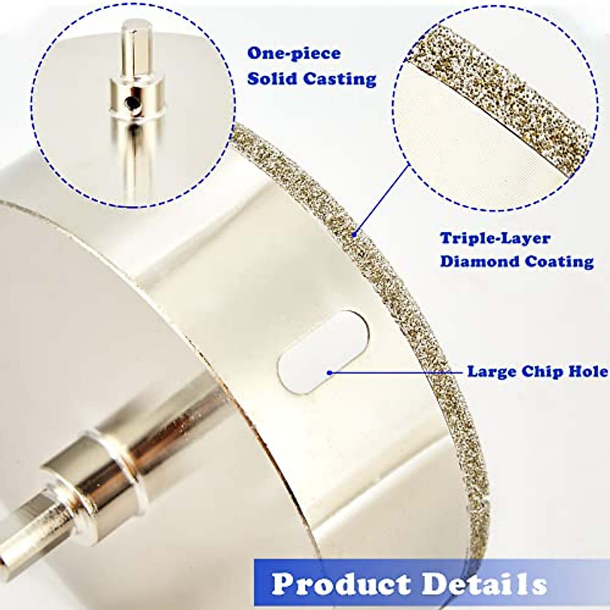 4 Inch (100mm) Diamond Hole Saw with Pilot Bit, DaduoRi 4" Tile Tip Coated Hole Saw with Guiding Drill Bit in The Center for Glass, Porcelain Tile,Ceramics, Marble and Granite