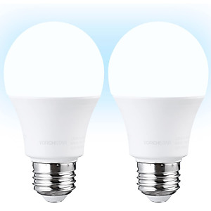 TORCHSTAR Universal Garage Door Opener LED Light Bulb, 100W Eqv. 1700lm Ultra Bright, Minimize Interference with Remotes, UL FCC Listed, 120V, A19 Bulbs, 15W, E26 Base, 5000K Daylight, Pack of 2