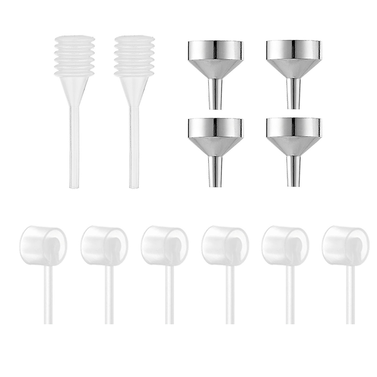 Lil Ray 6 PCS Perfume Dispenser Pump Transfer Tool for Small Travel Refillable Perfume Atomizer Spray Bottle, 4PCS Mini Metel Funnel, 2 PCS Mini dropper