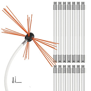 NEAGLORY 20 Ft Chimney Sweep Kit Chimney Brush with Nylon Flexible Rods, Chimney Cleaning Kit for Fireplace Flue, 14 Rods