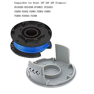 AC14RL3A String Trimmer Replacement Spool Line, 0.065" Autofeed Replacement Spools for Ryobi 18V, 24V, and 40V Cordless Trimmers,for ryobi 0.065 Trimmer line(9 Spool, 2 Cap)