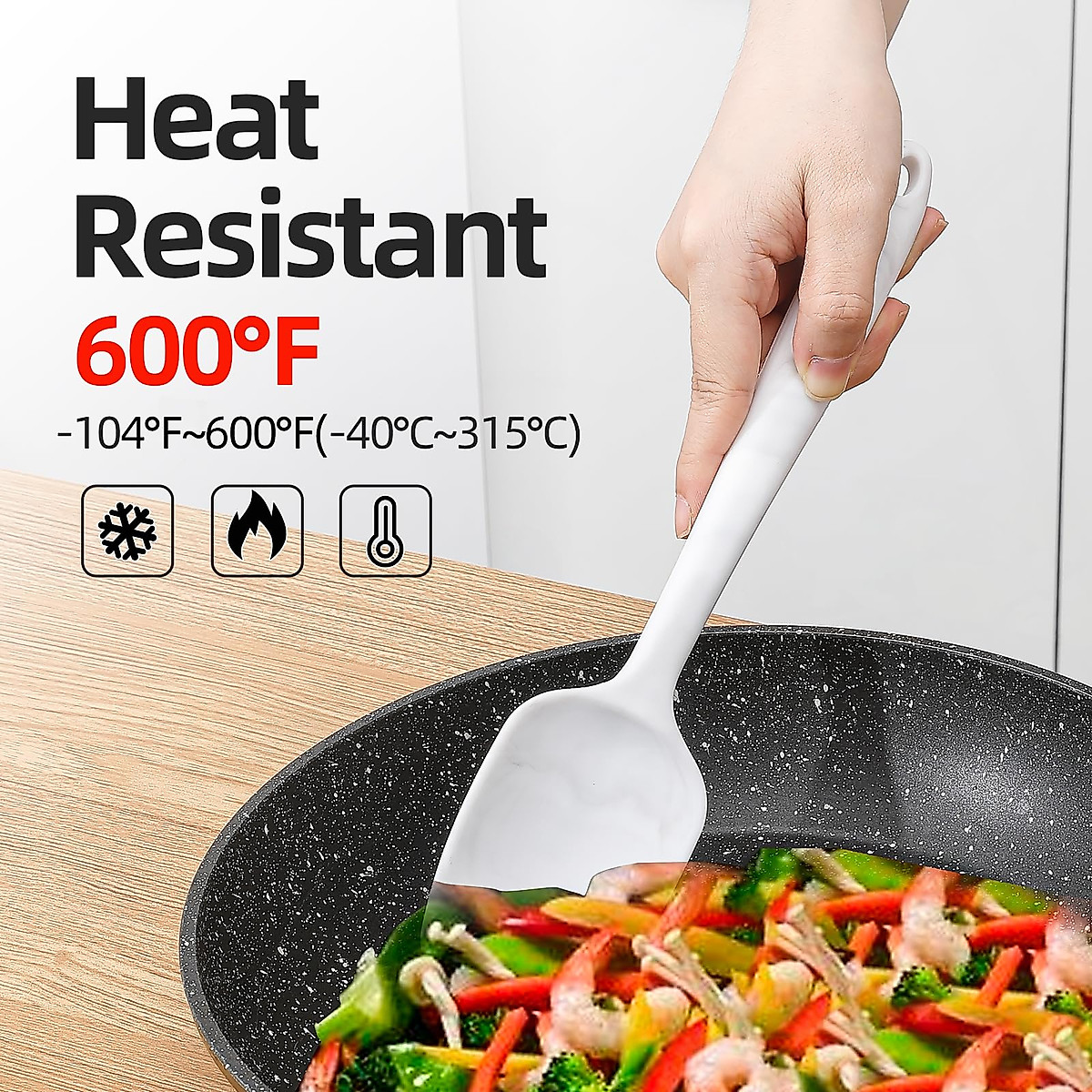 FIVETAS Food Grade Silicone Rubber Spatula Set for Baking,Cooking.High Heat Resistant Non Stick,Dishwasher Safe,Stainless Steel Core Handle,BPA-Free,Marbling set of 4